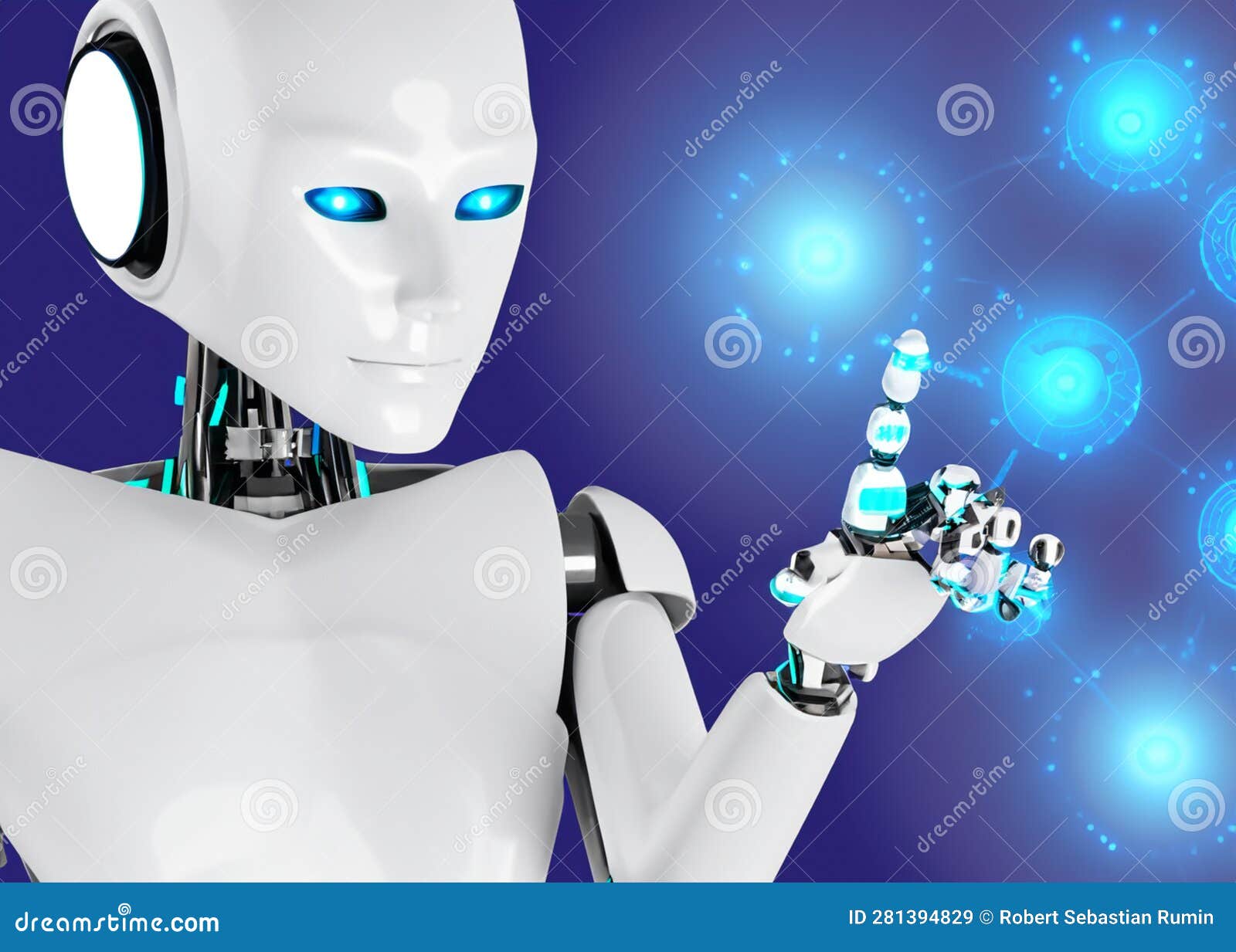 Ai White and Blue Future Background Stock Illustration - Illustration ...