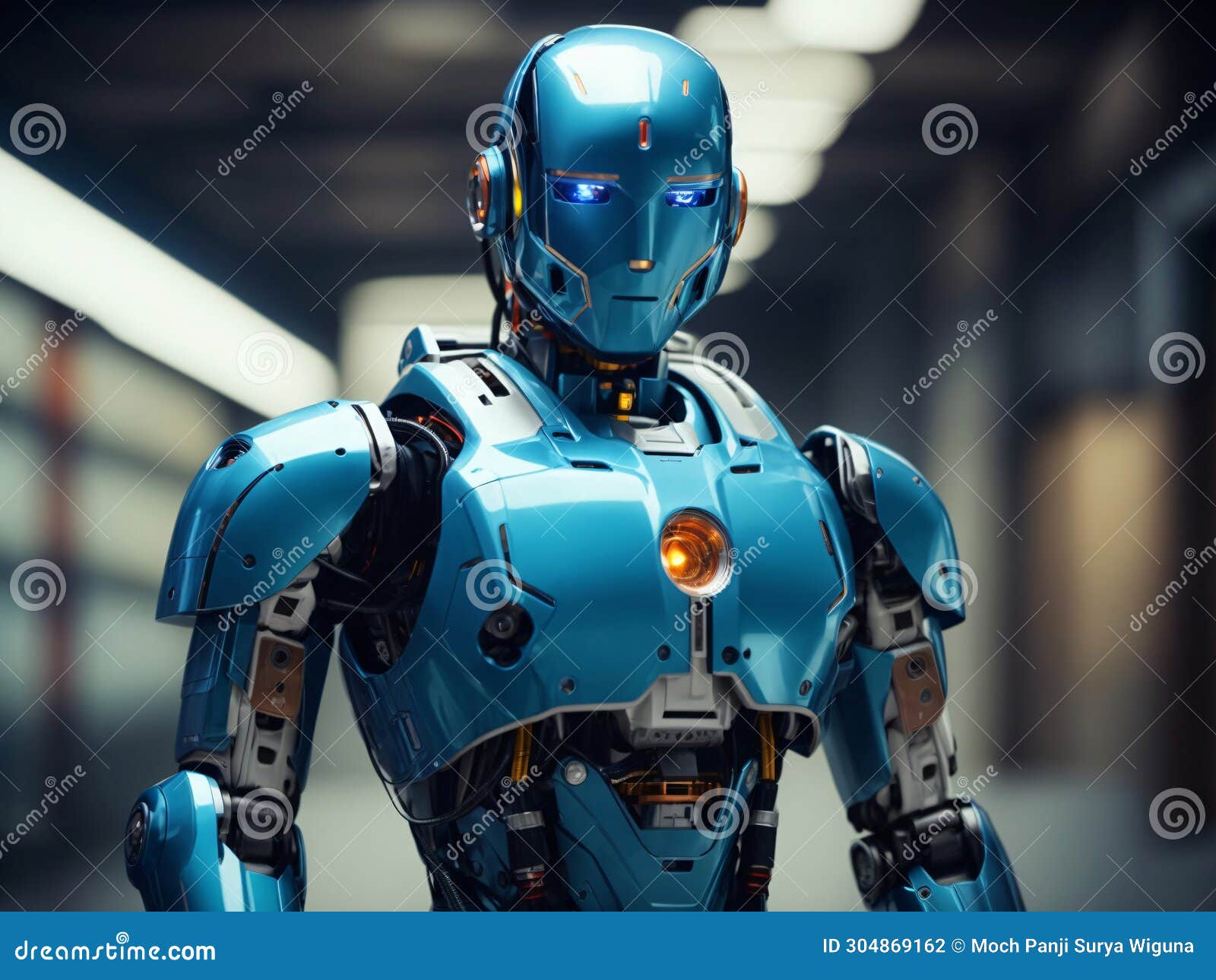 AI Futuristic Modern Blue Robot Stock Photo - Image of concept ...