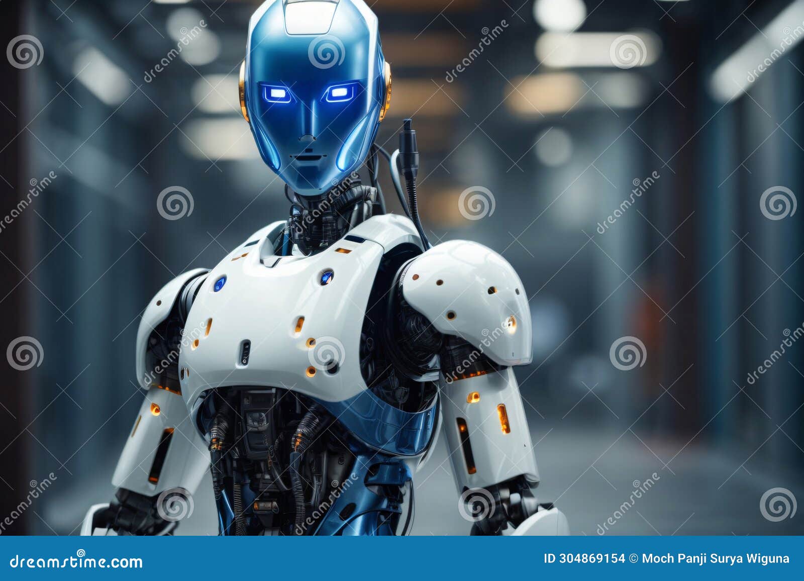 AI Futuristic Modern Blue Robot Stock Photo - Image of artificial ...