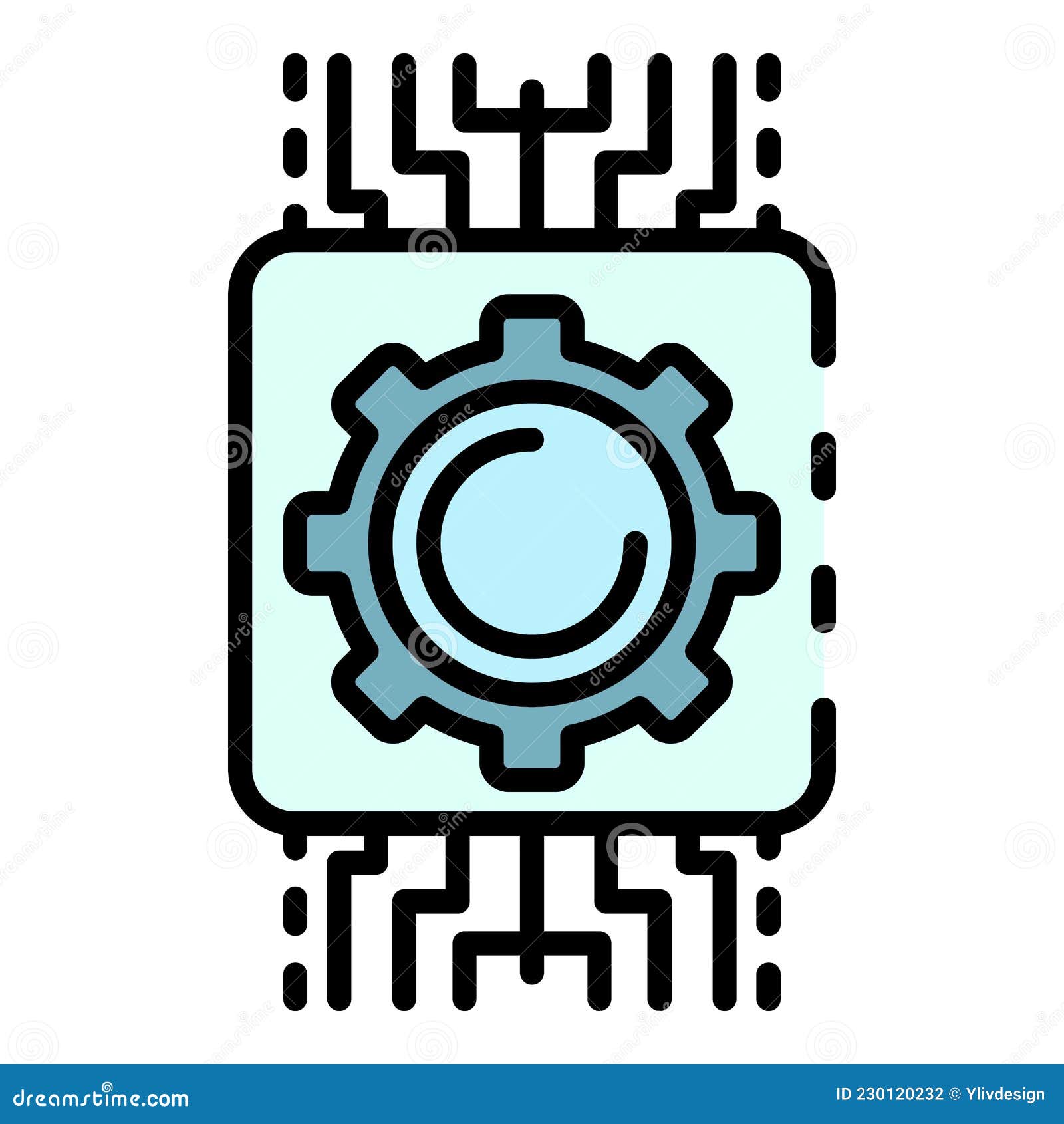 Ai Gear System Icon Color Outline Vector Stock Vector - Illustration of ...