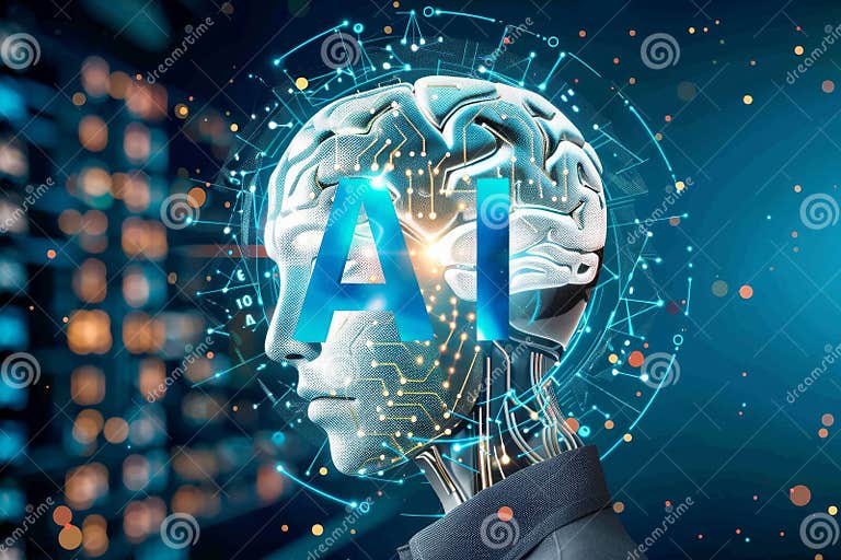 Abstract AI Head with Circuit Patterns, Symbolizing the Complexity and ...