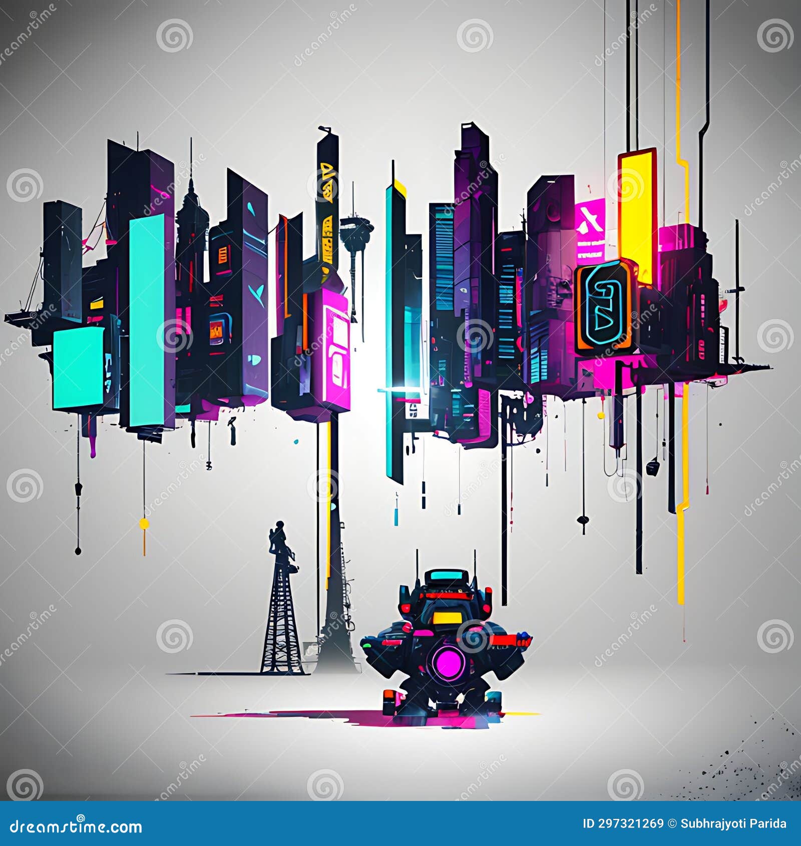 AI Generated Abstract Artwork Consisting of Colourful Vertical Shapes ...