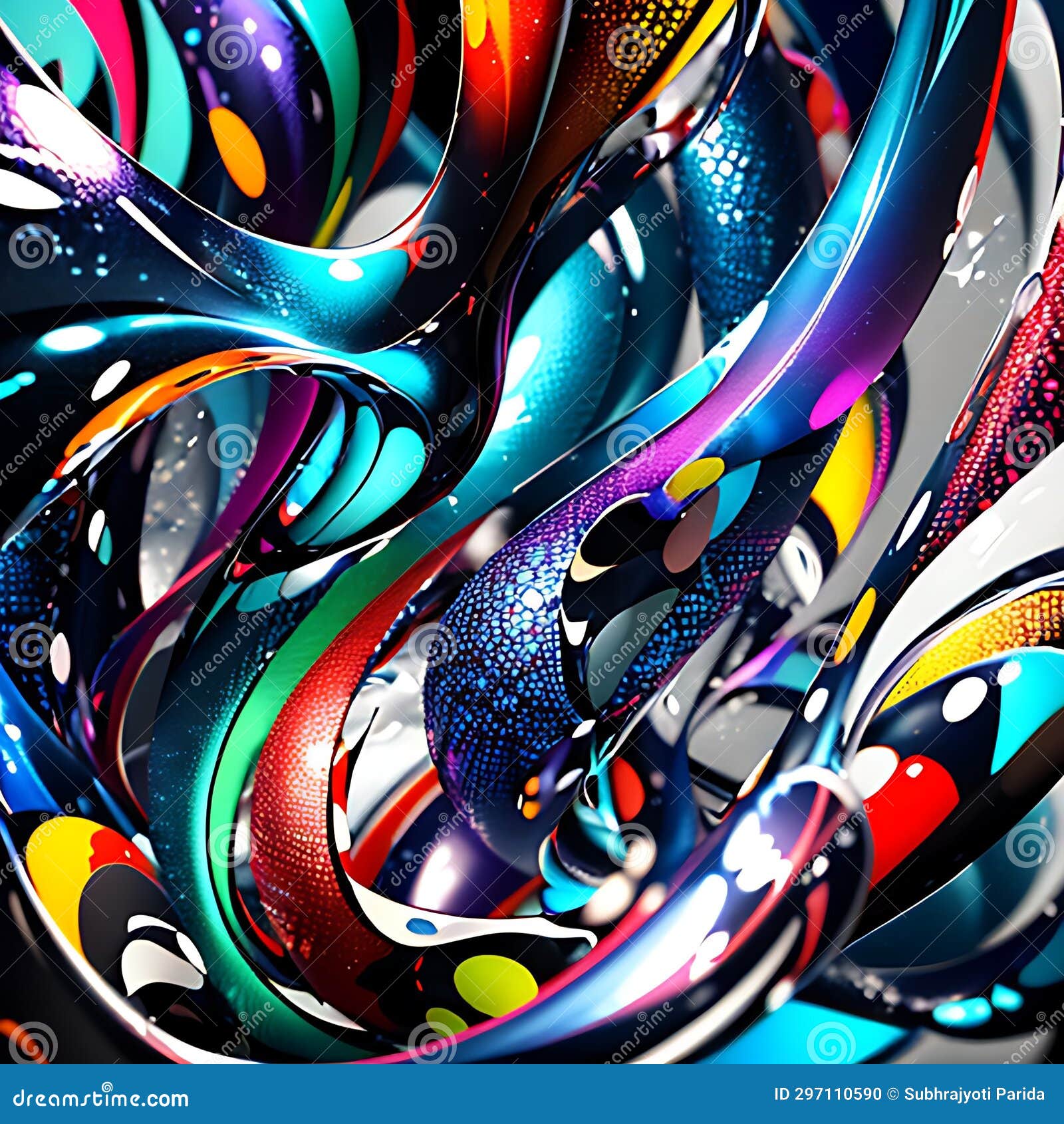 AI Generated Abstract Artwork Consisting of a Complex Mix of Vibrant ...
