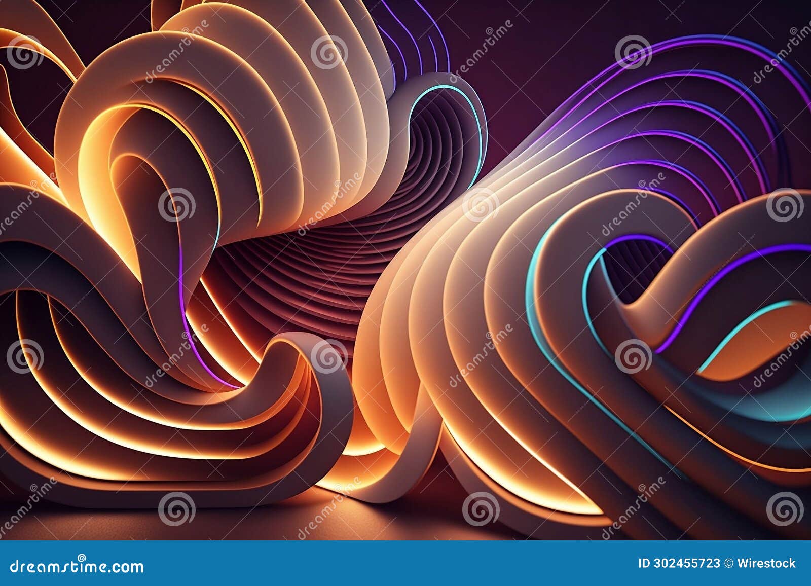 AI Generated Abstract Background of Curving Lines and Shapes with ...