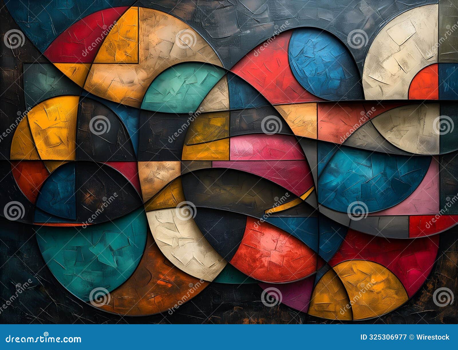 Ai Generated Abstract Expressionist Geometric Painting with Vibrant ...