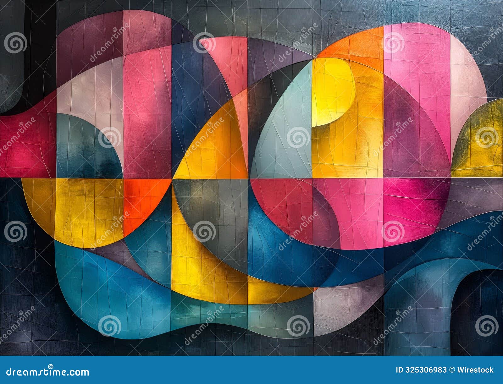 Ai Generated Abstract Expressionist Geometric Painting with Vibrant ...