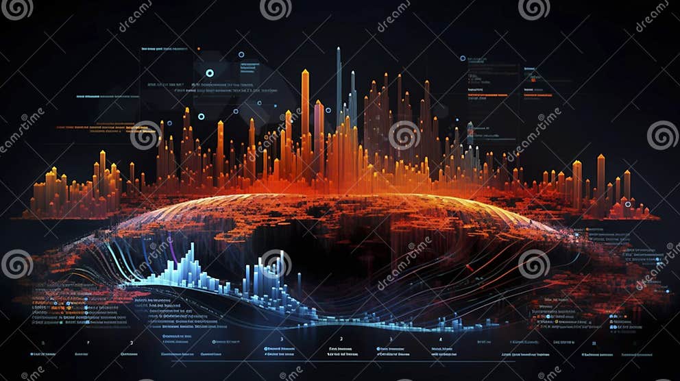 AI Generated, Abstract Futuristic Infographic with Visual Data Complexity, Represent Big Data ...