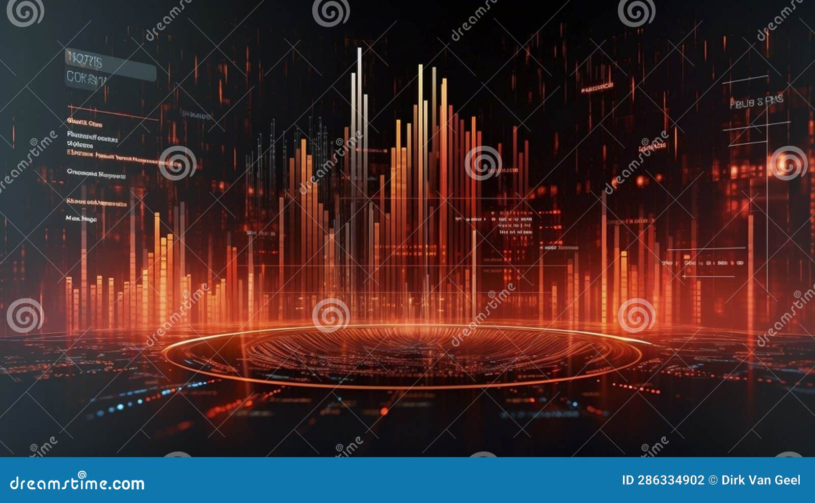 AI Generated, Abstract Futuristic Infographic with Visual Data Complexity, Represent Big Data ...