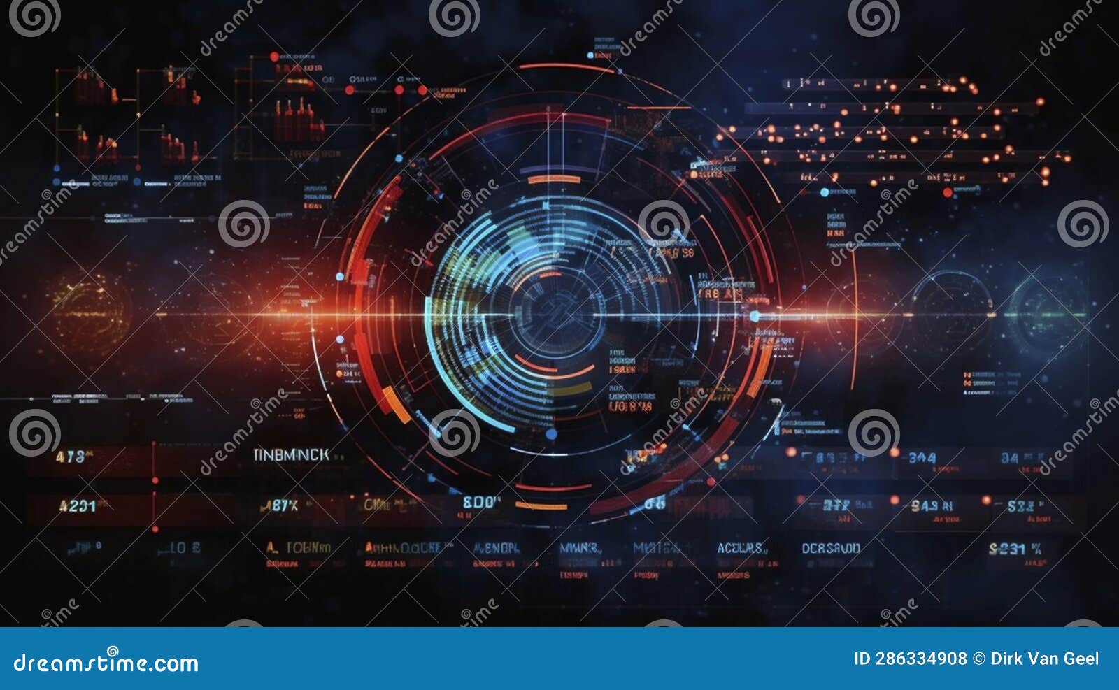 AI Generated, Abstract Futuristic Infographic with Visual Data Complexity, Represent Big Data ...