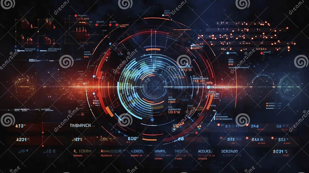AI Generated, Abstract Futuristic Infographic with Visual Data Complexity, Represent Big Data ...