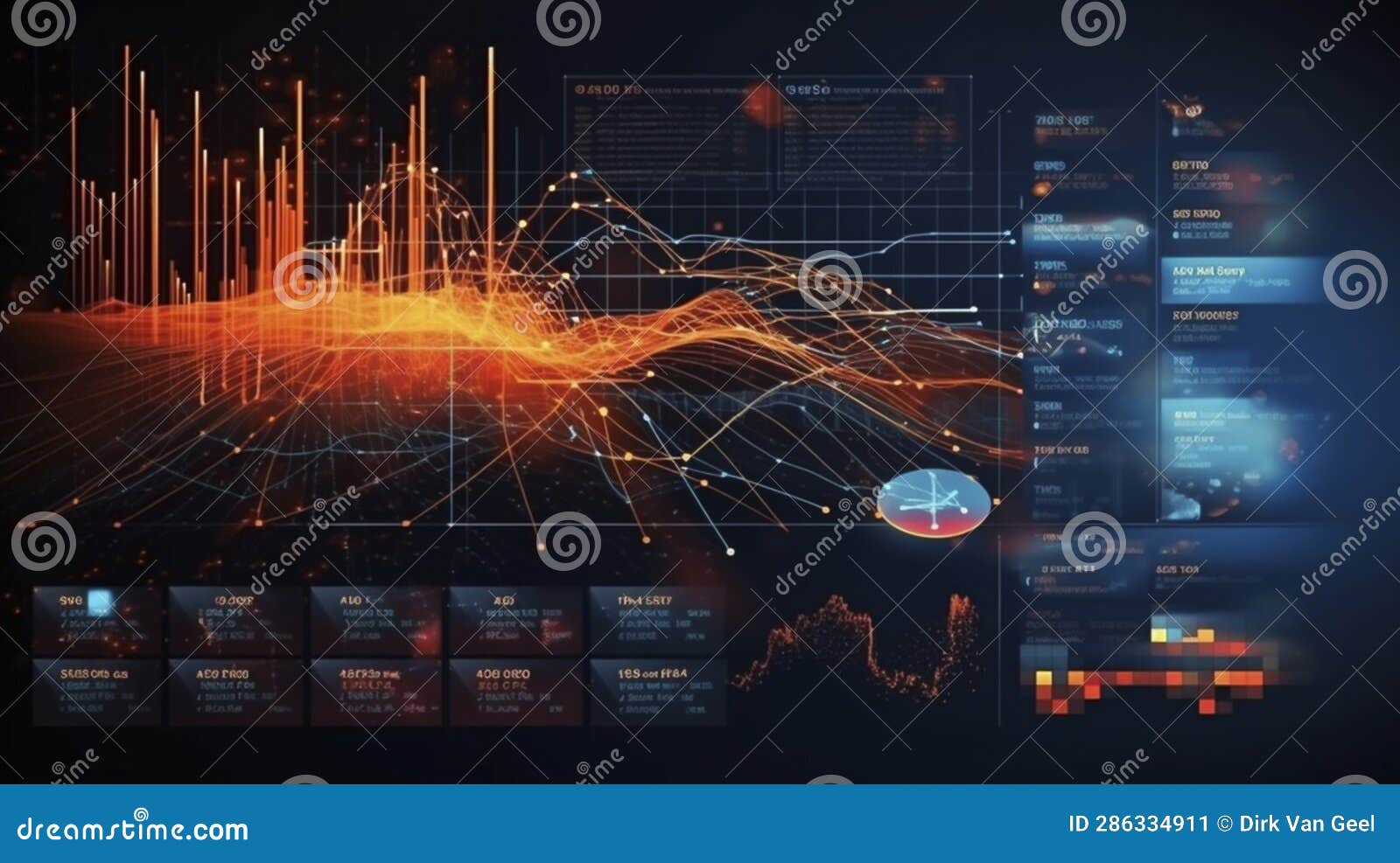 AI Generated, Abstract Futuristic Infographic with Visual Data Complexity, Represent Big Data ...