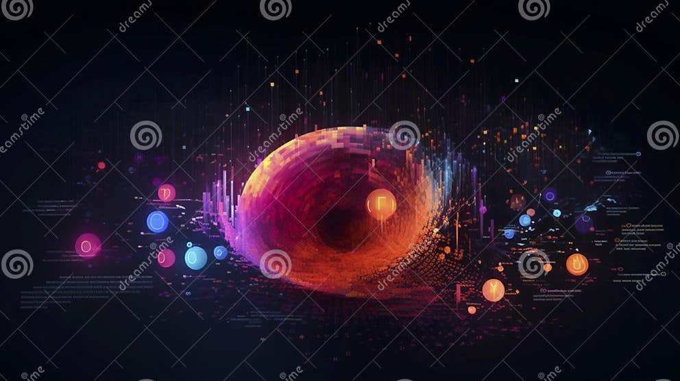 AI Generated, Abstract Futuristic Infographic with Visual Data Complexity, Represent Big Data ...