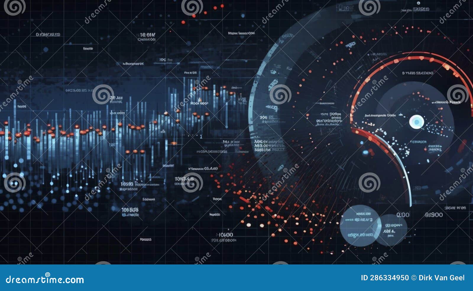 AI Generated, Abstract Futuristic Infographic with Visual Data Complexity, Represent Big Data ...