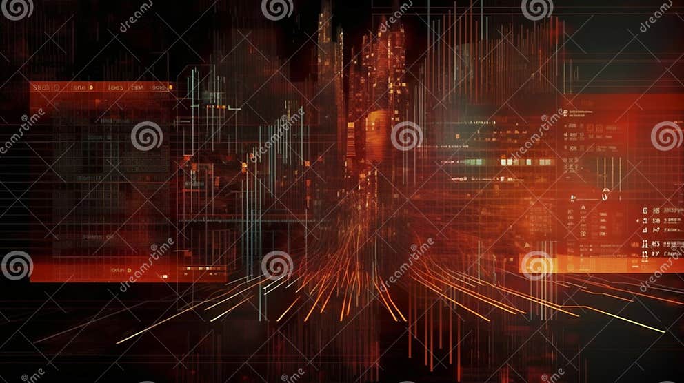 AI Generated, Abstract Futuristic Infographic with Visual Data Complexity, Represent Big Data ...