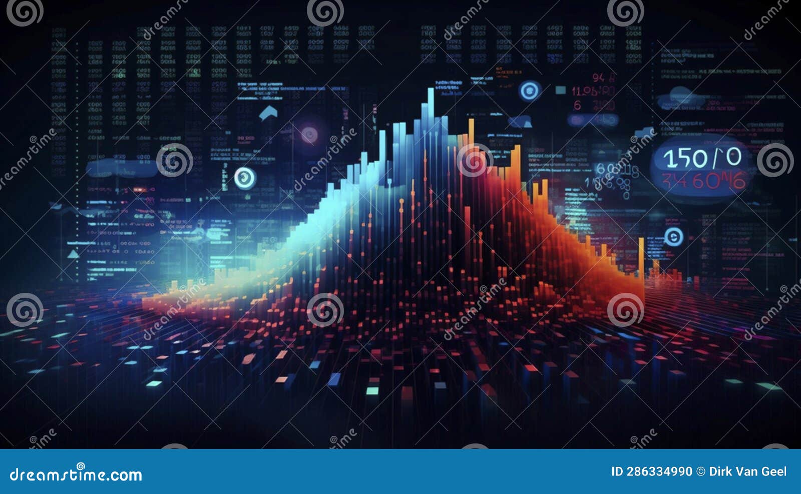 AI Generated, Abstract Futuristic Infographic with Visual Data Complexity, Represent Big Data ...