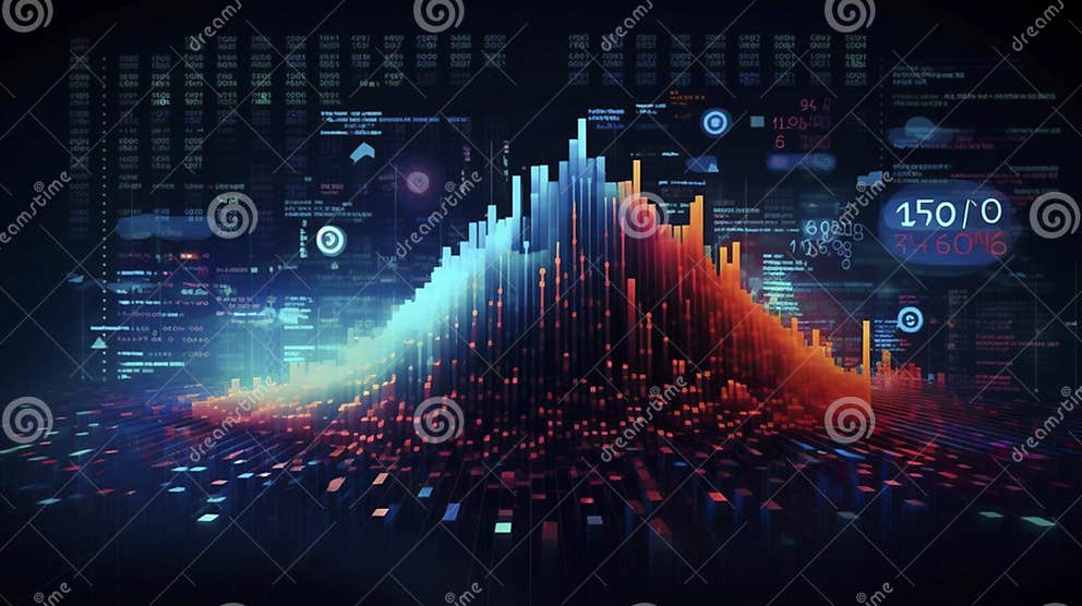 AI Generated, Abstract Futuristic Infographic with Visual Data Complexity, Represent Big Data ...