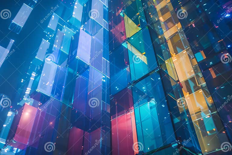 Abstract Geometric Structures with Rainbow Colors, Creating a Modern ...