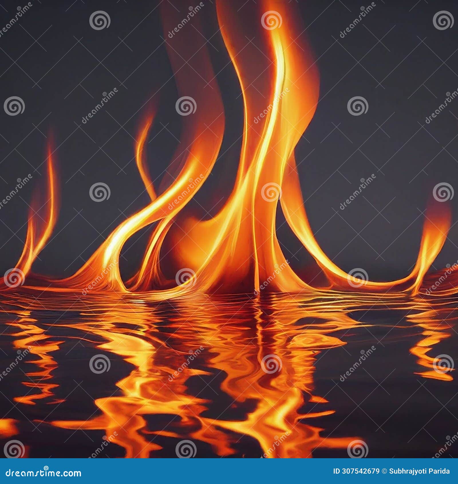 AI Generated Flames Of Fire Rising Huge In The Midst Of Waterfalls ...