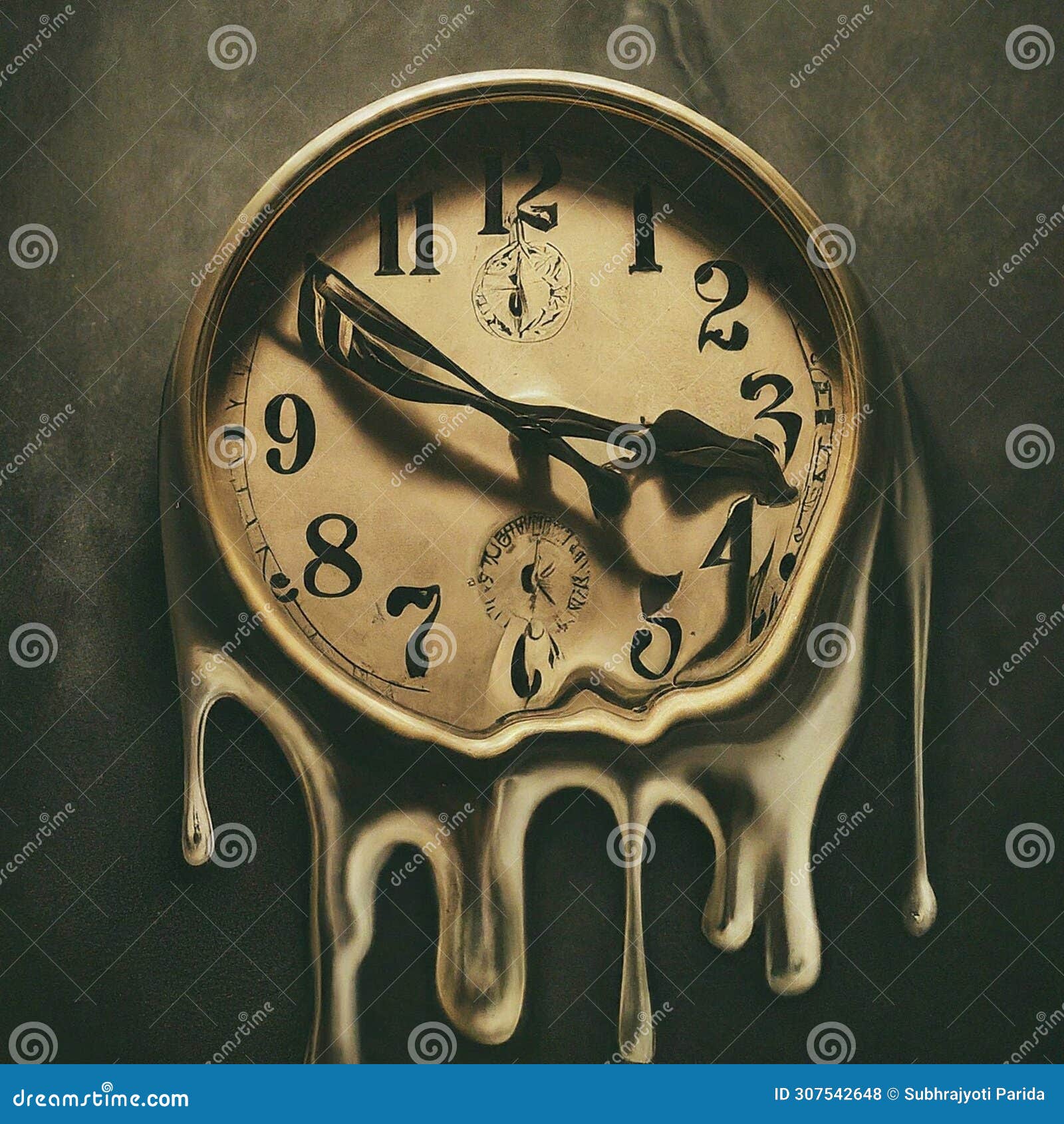 AI Generated Abstract Realistic Artwork of a Melting Clock Stock ...
