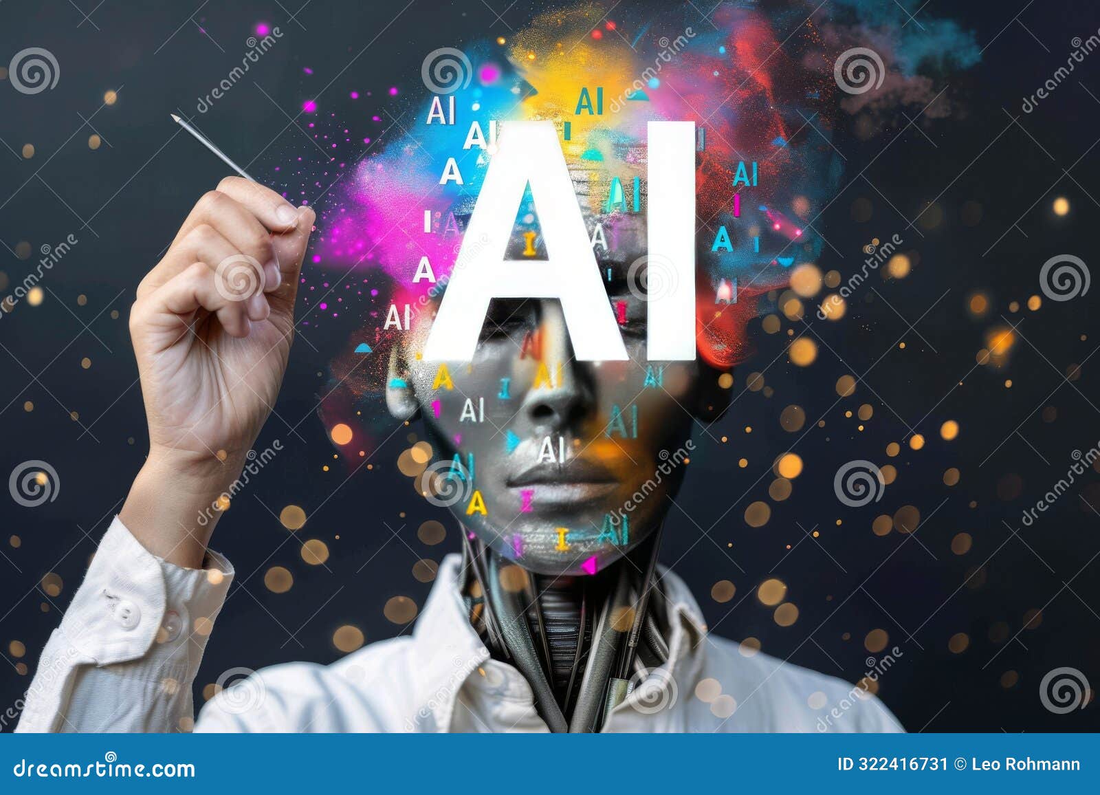 AI Artist with Colorful Paint Splash, Digital Art, Technology ...