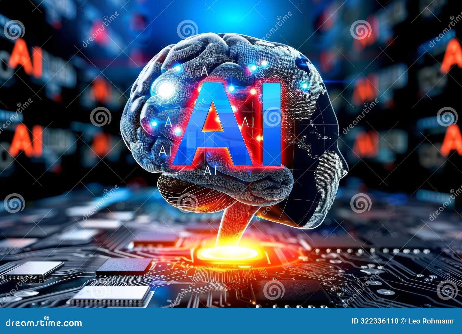AI Brain Hologram with Neon Lights, Futuristic Technology, Digital ... AI Brain Hologram with Neon Lights, Futuristic Technology, Digital ...