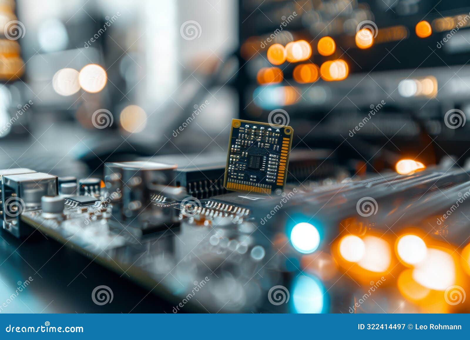 AI Circuit Board with Neon Lights, Digital Art, Technology Innovation ...