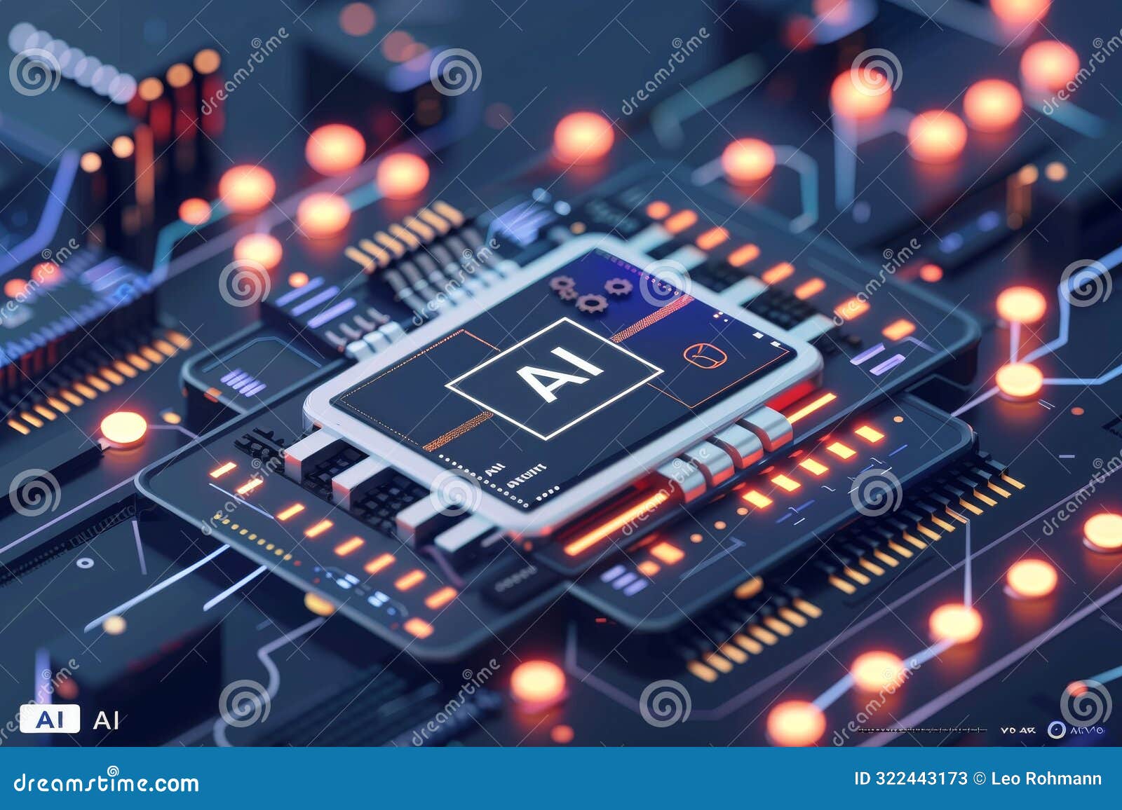 AI Microchip with Glowing Circuits and Neon Lights Stock Illustration ... AI Microchip with Glowing Circuits and Neon Lights Stock Illustration ...
