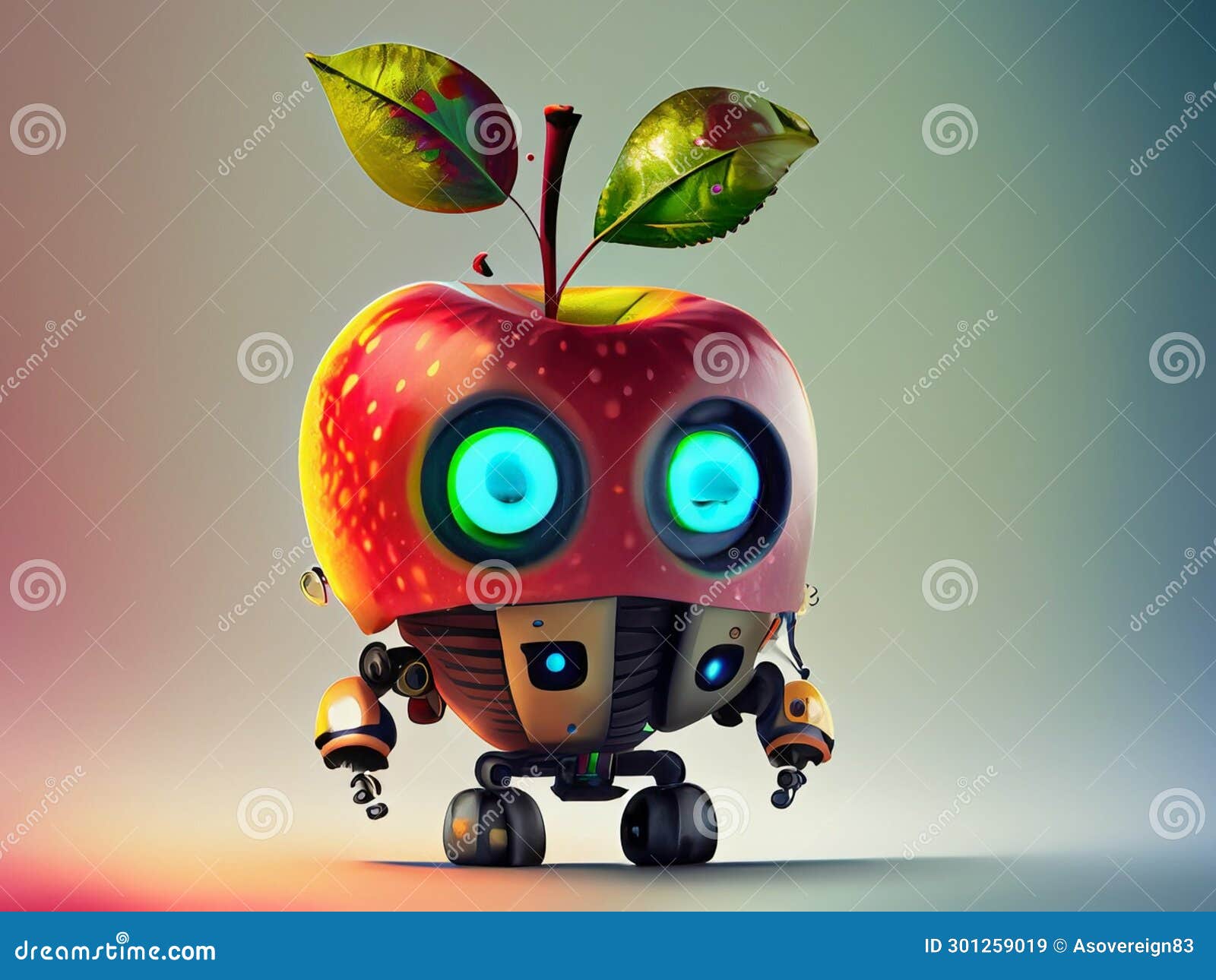 AI Generated Alien Apple Robot Stock Illustration - Illustration of ...