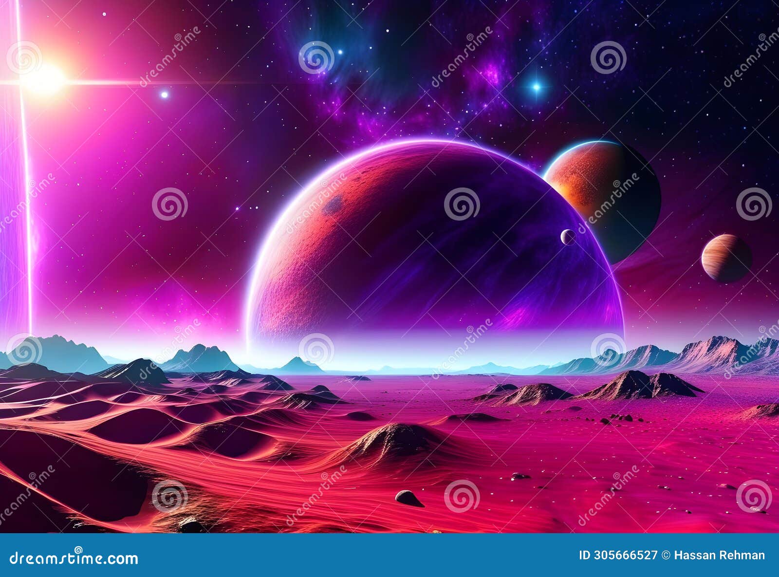 Amazing Exoplanet, Sci-fi Background Stock Illustration - Illustration ...