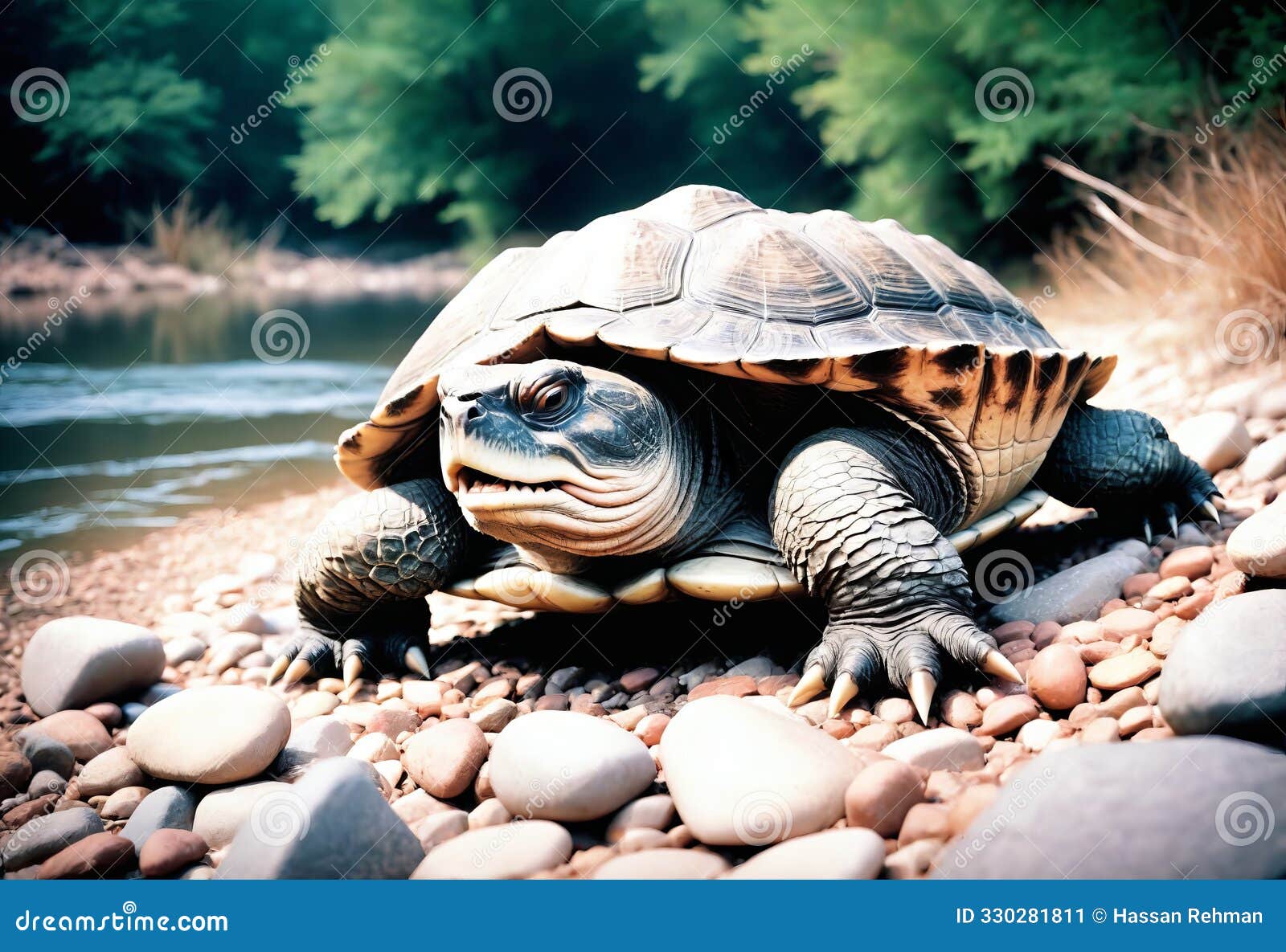 American Snapping Turtle Walking with Leg and Claws Extended Stock ...
