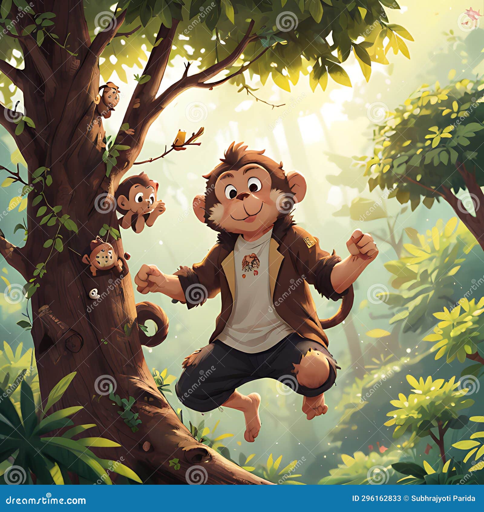 AI Generated Animated Monkeys Jumping Around in the Midst of a Jungle ...