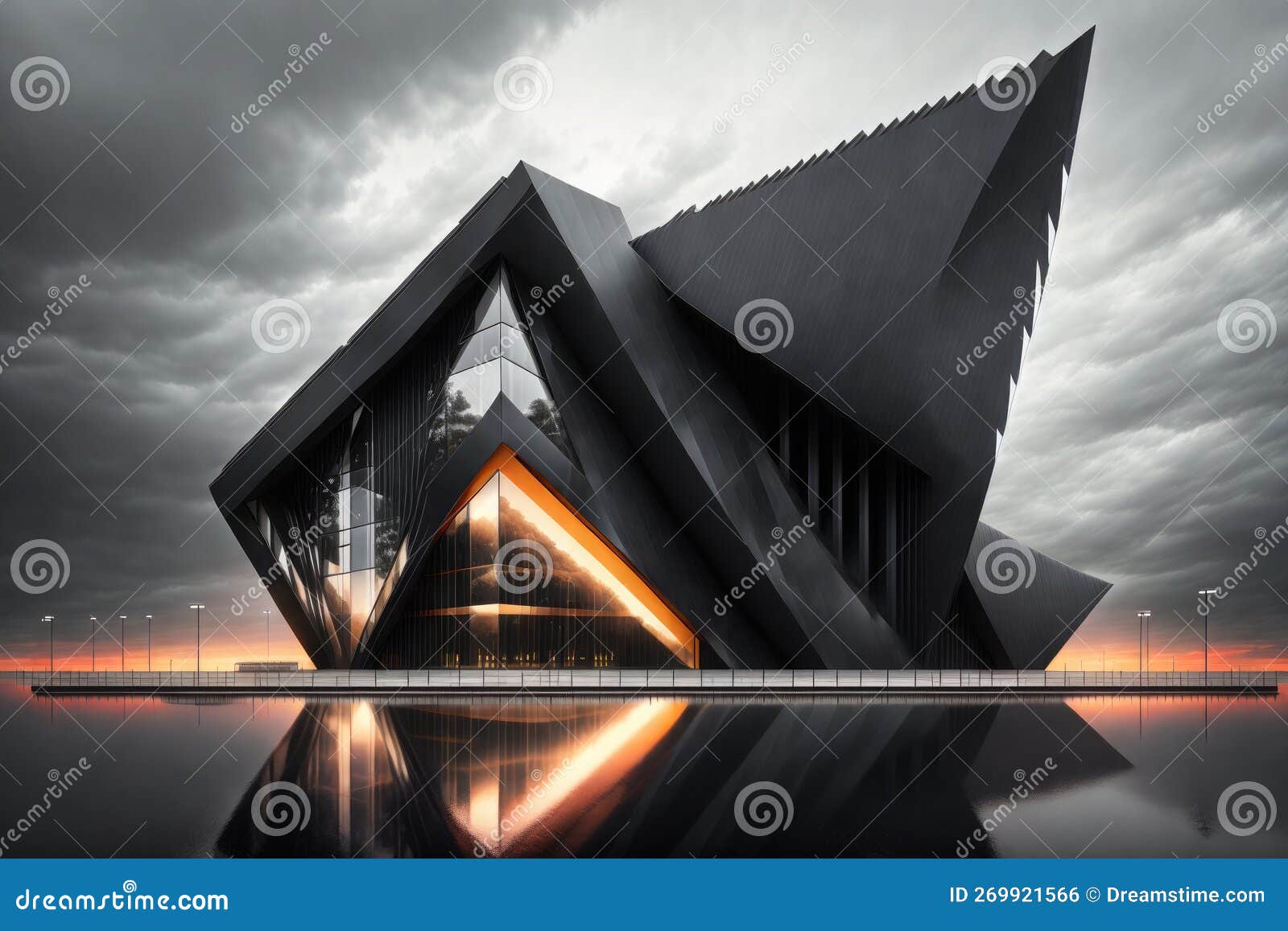 Architecutral Visualisation of a Futuristic Building with Black Facade ...