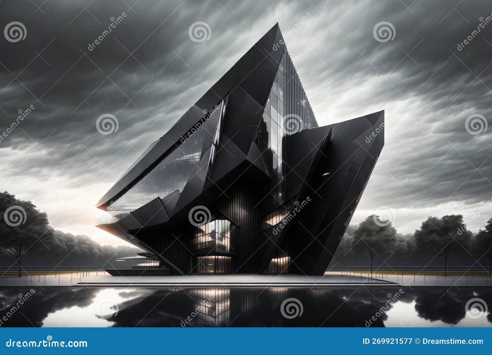 Architecutral Visualisation of a Futuristic Building with Black Facade ...