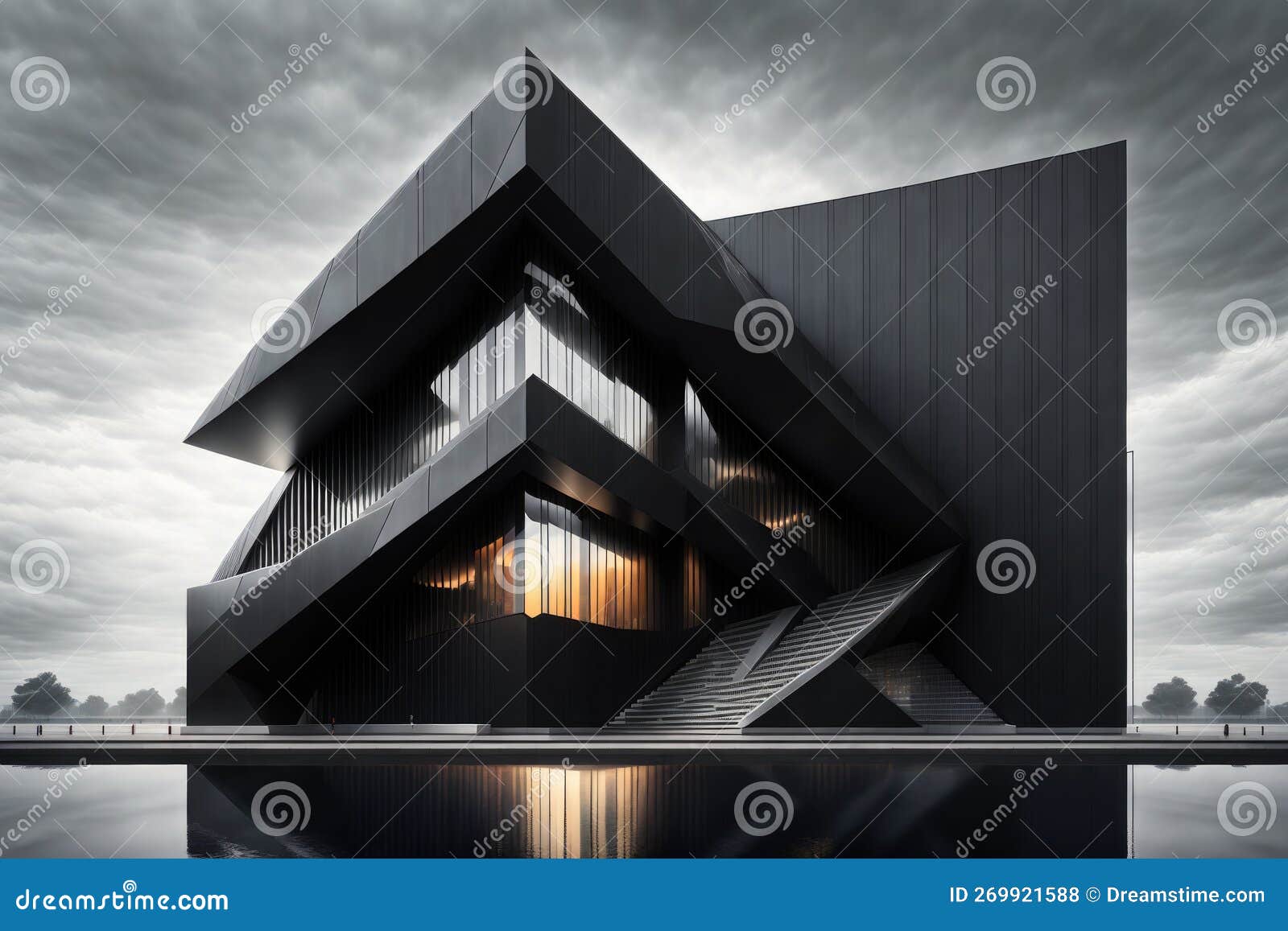 Architecutral Visualisation of a Futuristic Building with Black Facade ...