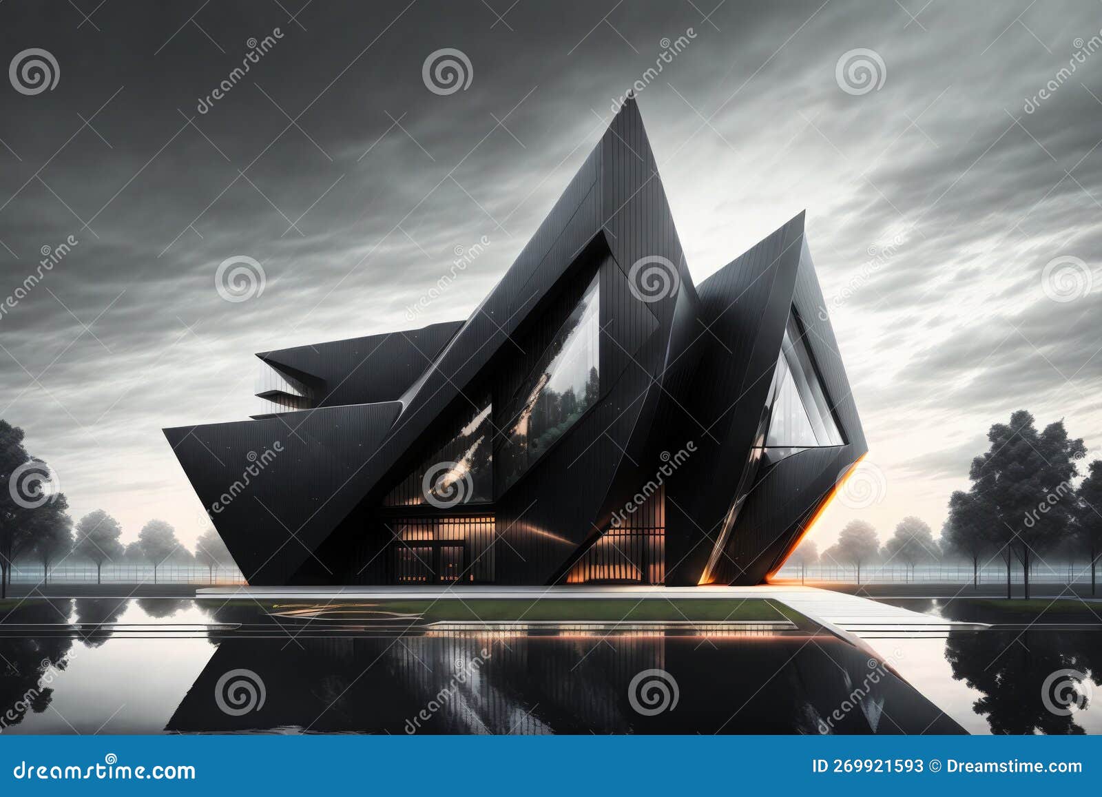 Architecutral Visualisation of a Futuristic Building with Black Facade ...