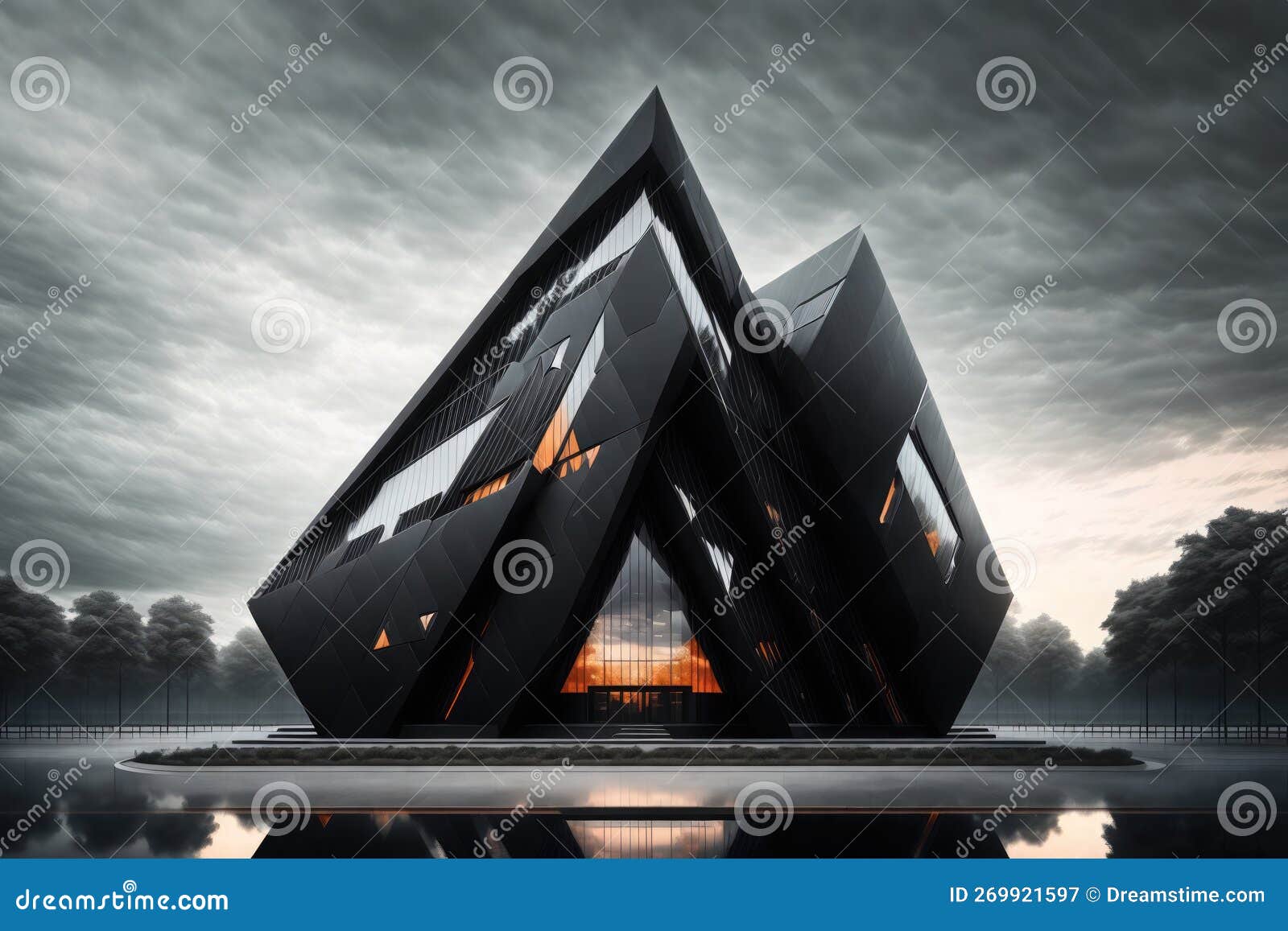 Architecutral Visualisation of a Futuristic Building with Black Facade ...