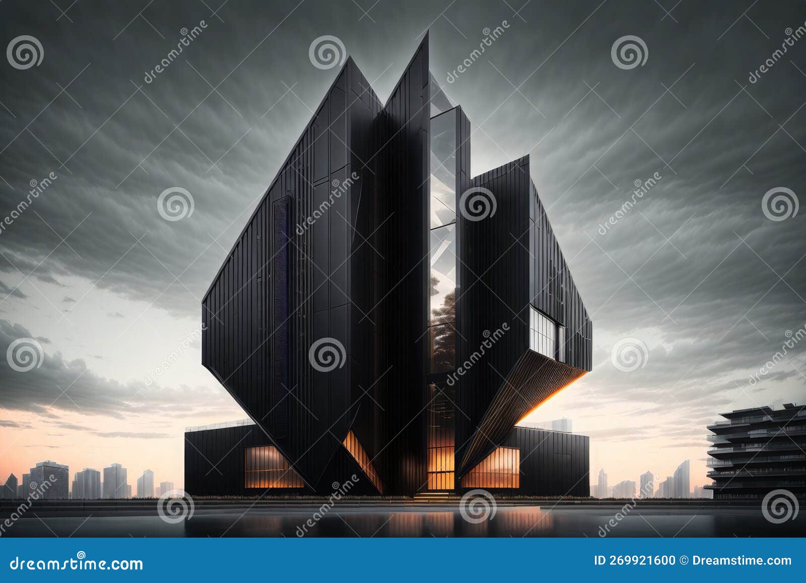 Architecutral Visualisation of a Futuristic Building with Black Facade ...
