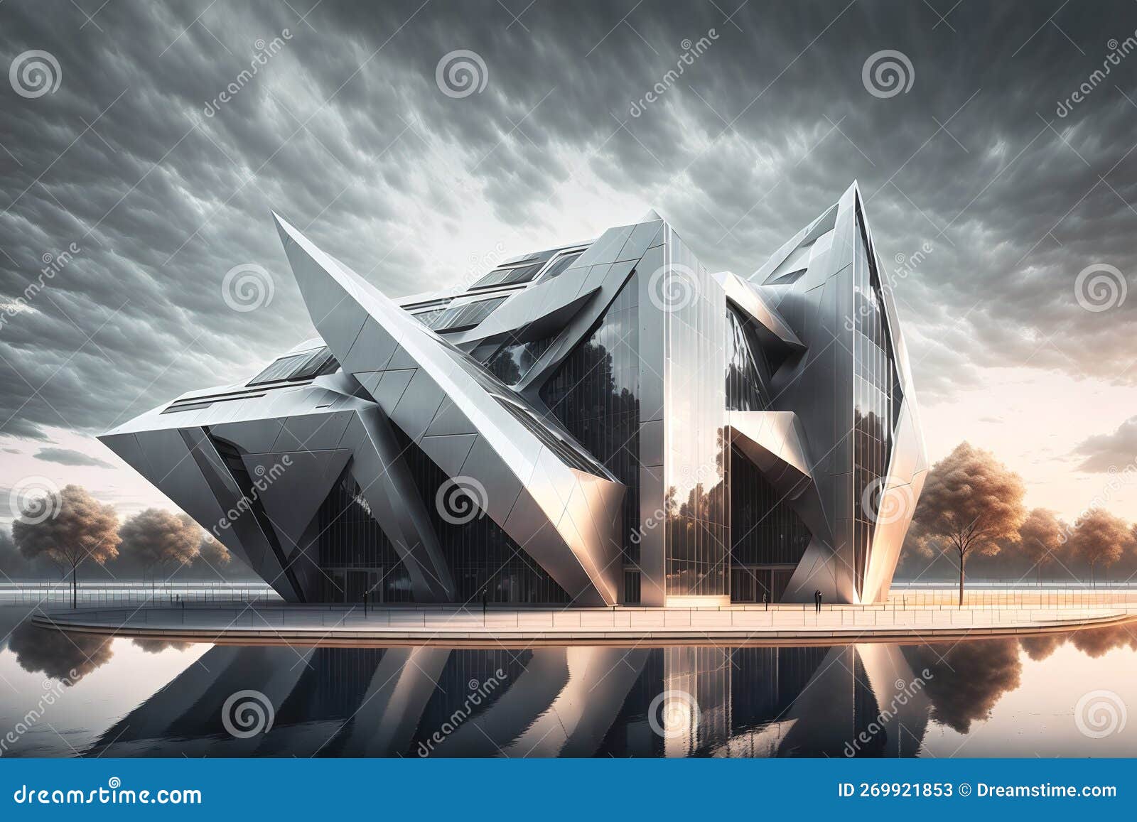 Architecutral Visualisation of a Futuristic Building with Silver Facade ...