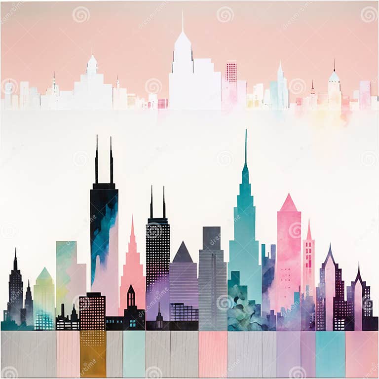 Pastel cities stock illustration. Illustration of pastel - 290883205