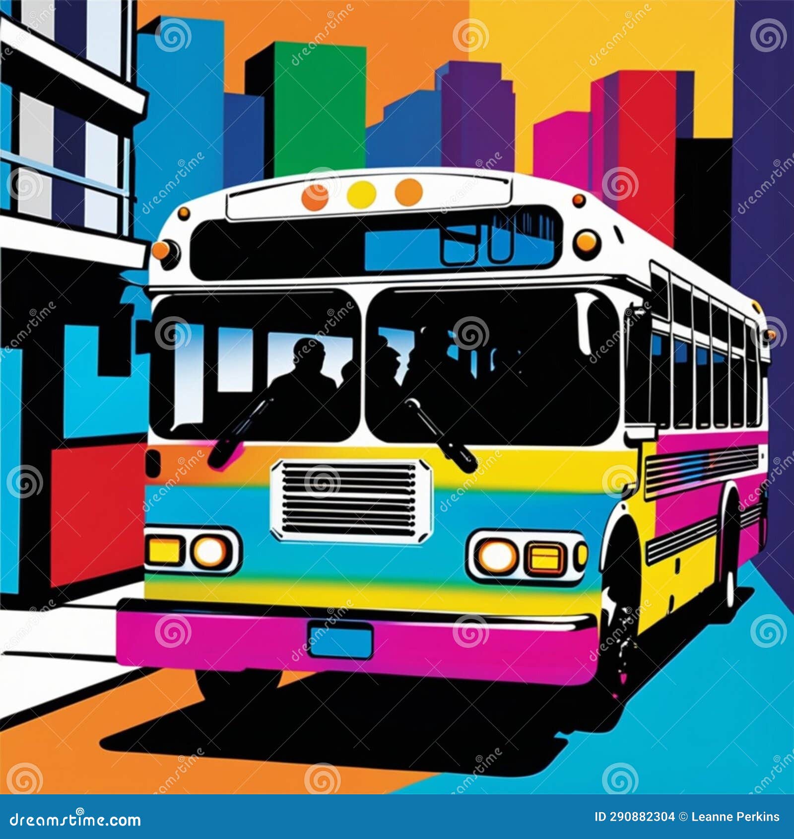Pop art City Bus stock illustration. Illustration of transport - 290882304