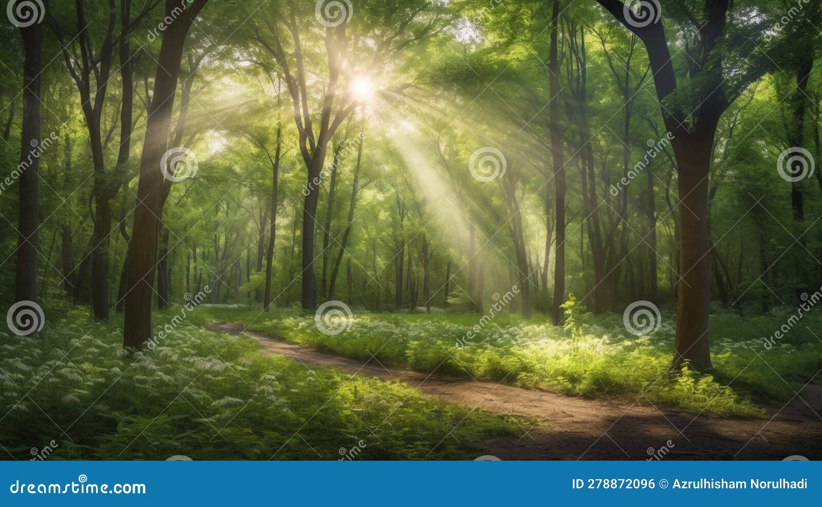 Rays of Lights into the Forest Stock Illustration - Illustration of ...