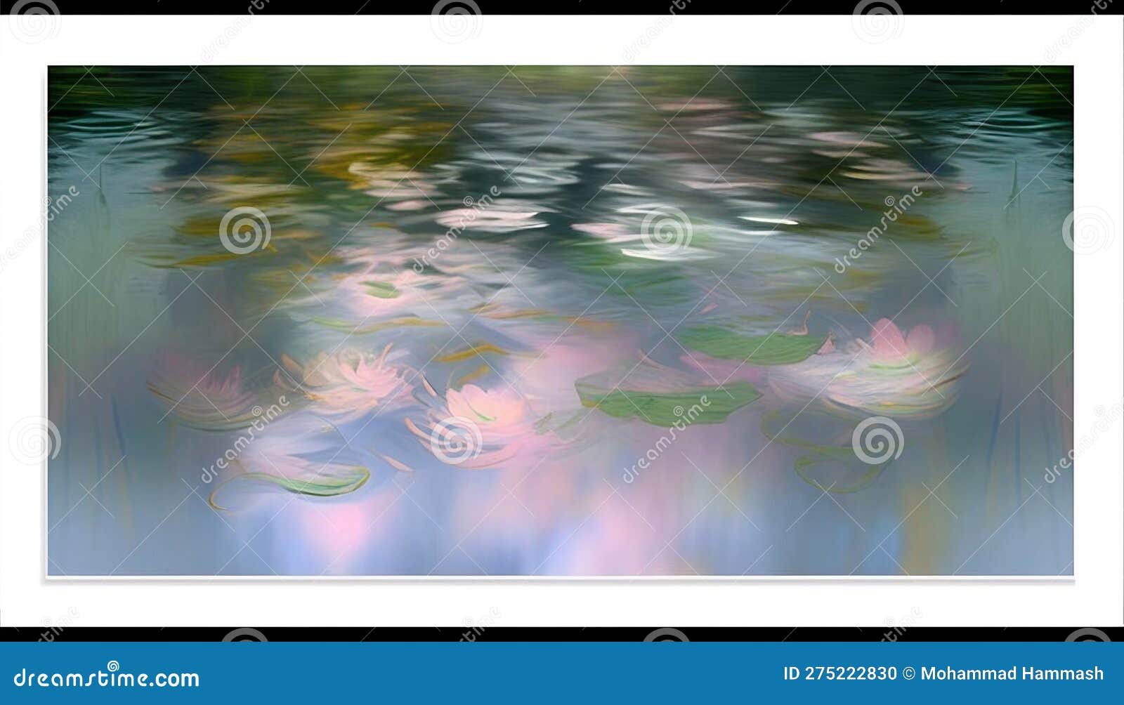 Fluid Reflections of Water Lilies, Made with Generative AI Stock ...