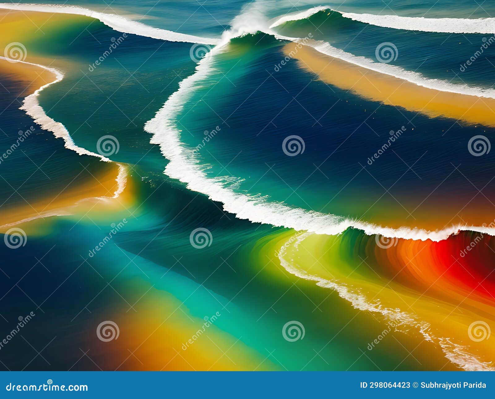 AI Generated Artwork of Multi-colored Waves in an Ocean Stock ...