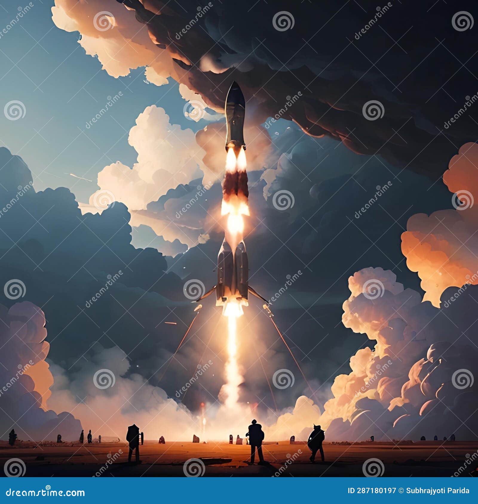 AI Generated Artwork of a Rocket Launching To Space with Humans ...