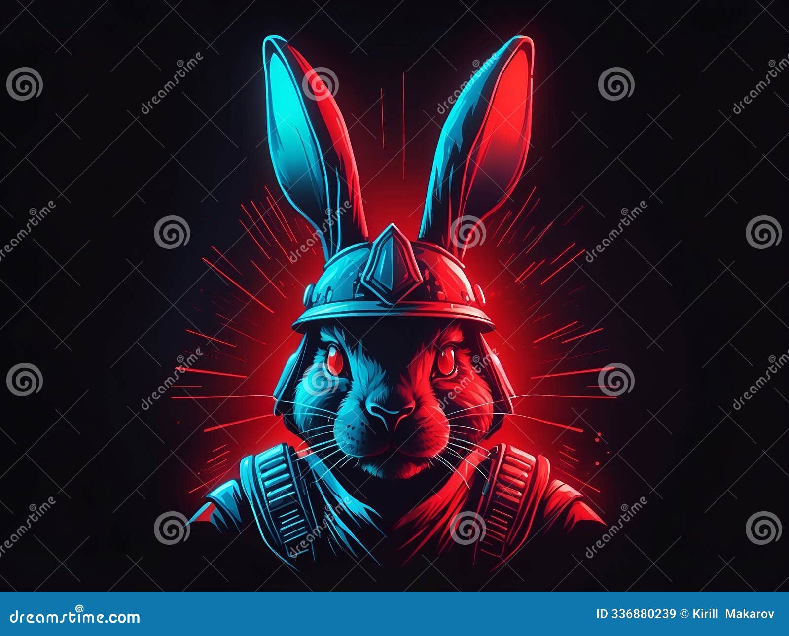 Ai Generated Artwork of a Samurai Rabbit Wearing Armor with Neon Lights ...