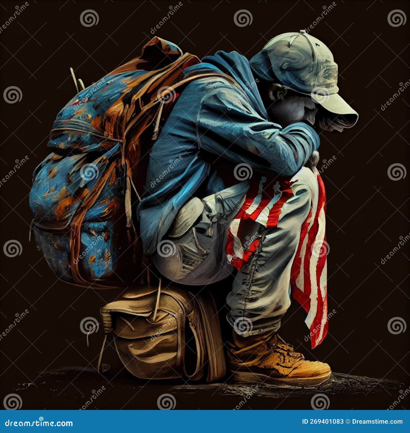 The American Dream Burdened, Made with Generative AI Stock Illustration ...