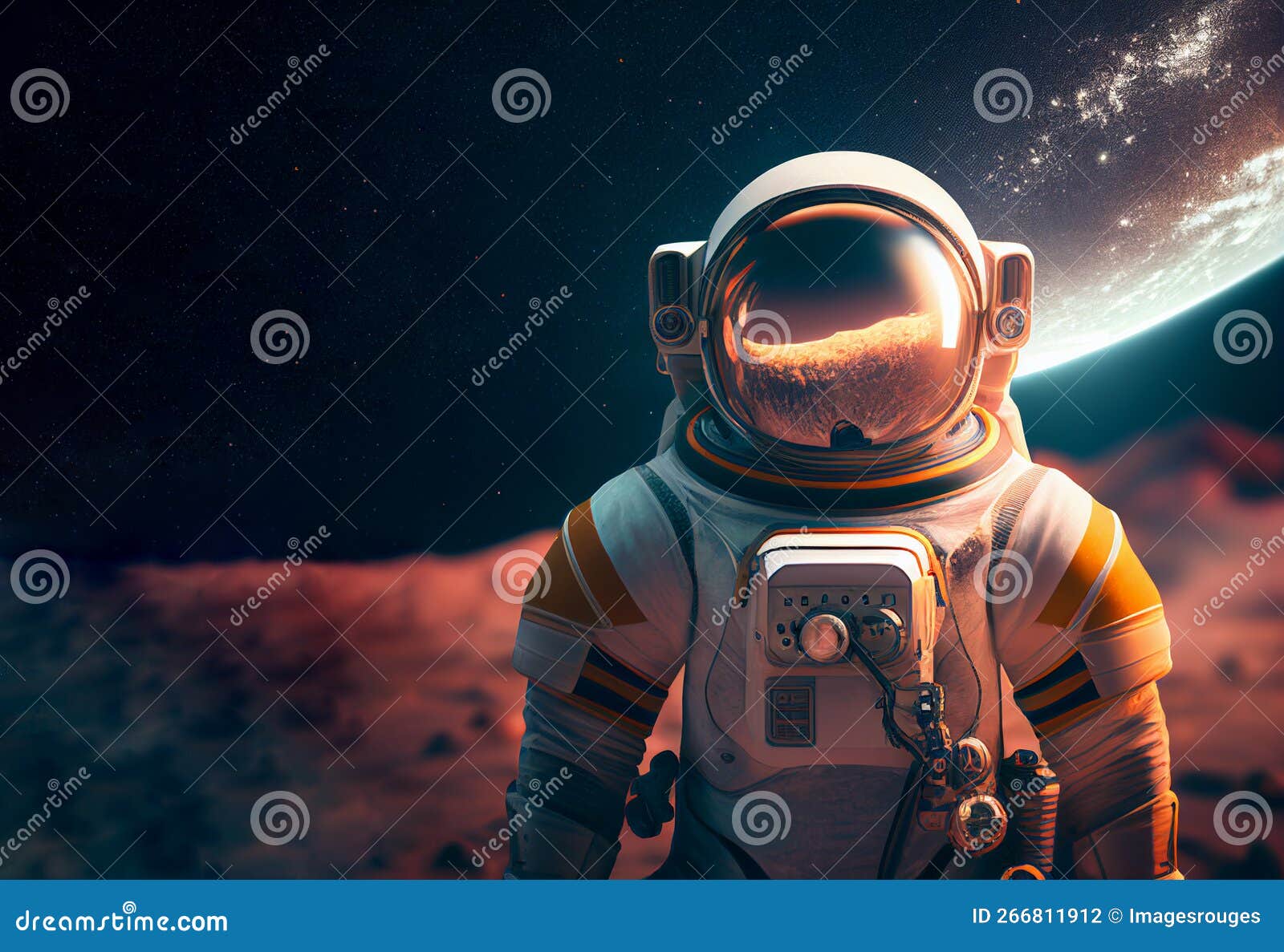 AI Generated. Astronaut with the Moon Behind Him with Space for Text ...