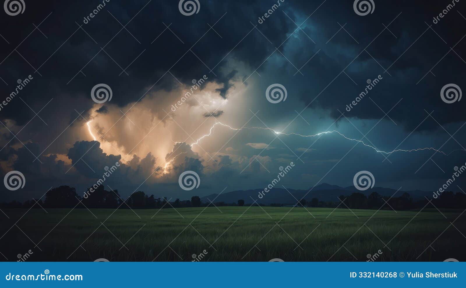 Azure Night Sky with Stormy Clouds and Dramatic Lighting. Stock ...
