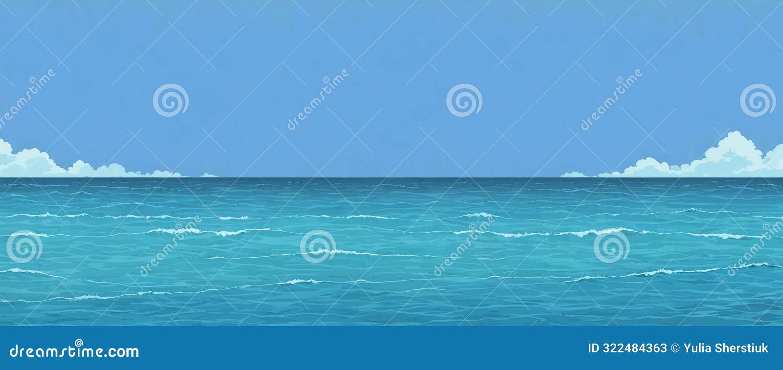 Background Covered with Blue Sea, 2D Front View, Game Backdrop and ...