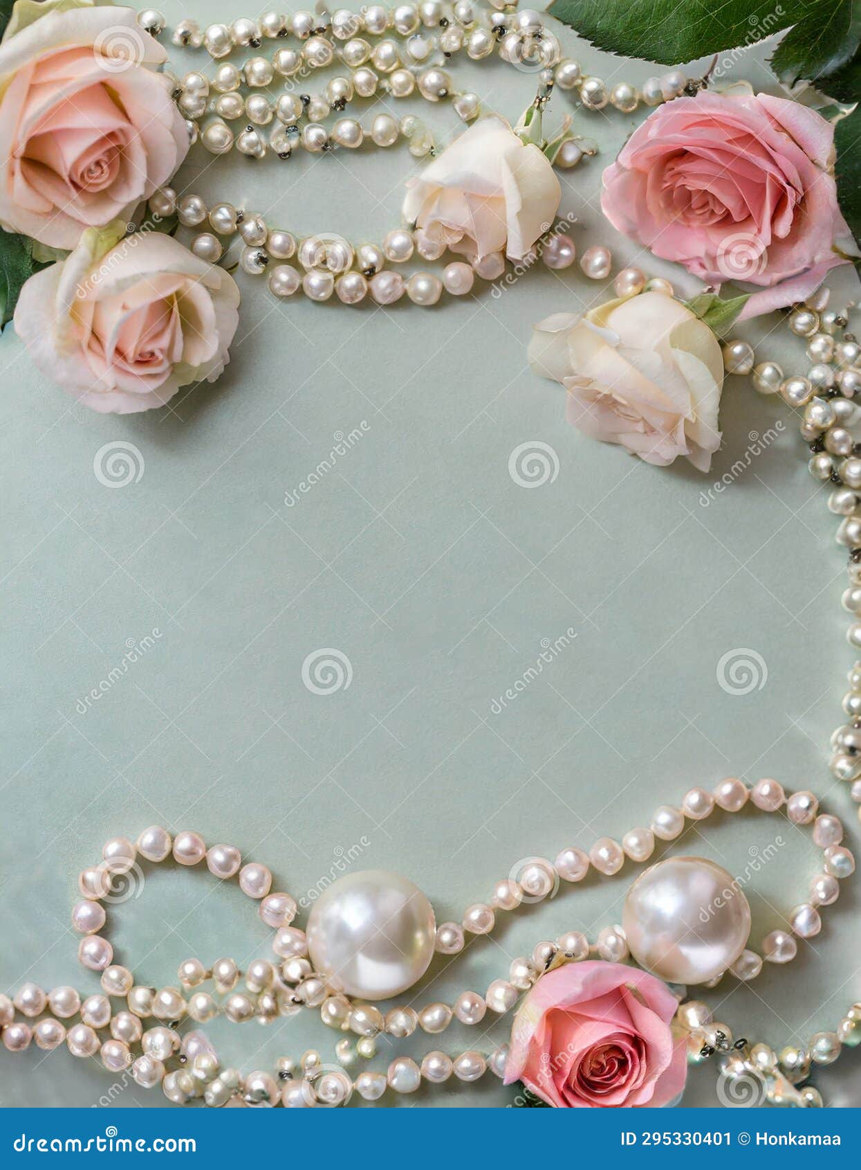 Roses and Pearls Background Stock Illustration - Illustration of frame ...